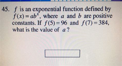 Solved F Is An Exponential Function Defined By F X Ab X Chegg