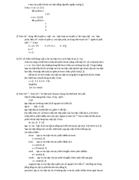 [pdf]Đại Số Tuyến Tính Đh Bách Khoa Hcm Đặng Văn Vinh Đại Số Tuyến Tính Trong Matlab Pdf