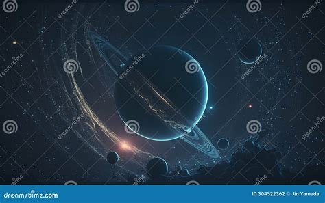 Abstract Space Background With Planets Stars And Nebula 3d Render