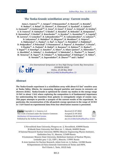 Pdf The Tunka Grande Scintillation Array Current Results