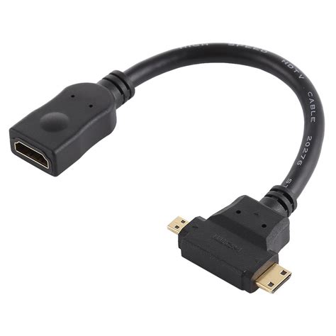 Hdmi Female To Mini Hdmi Micro Hdmi T Shape Cable Black