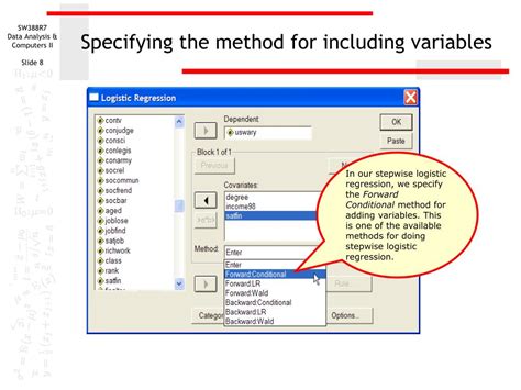 Ppt Logistic Regression Stepwise Entry Of Variables Powerpoint