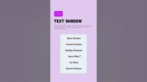 Types Of Text Shadow In Css Css Textshadow Shadow Css3 Shorts
