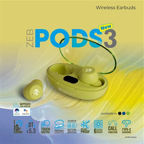 Zebronics Zeb Pods3 Green Roots