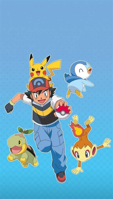 Ash Pikachu And Sinnoh Initials Wallpaper 🌱⚡💧🔥 Pokemon Characters