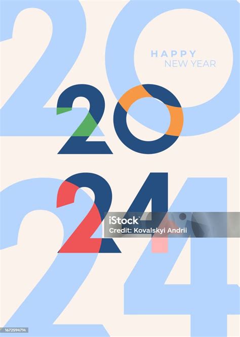 2024년 새해 복 많이 받으세요 표지 디자인 강력한 타이포그래피 다채롭고 기억하기 쉽습니다 새해 복 많이 받으세요 2024 디자인 포스터 벡터 그림 2024년에 대한 스톡
