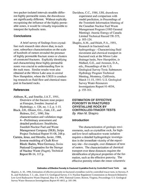 Pdf Estimation Of Effective Porosity In Fractured Crystalline Rock By