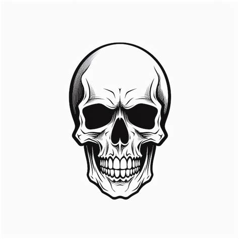 черно белый рисунок черепа с черным контуром Премиум векторы
