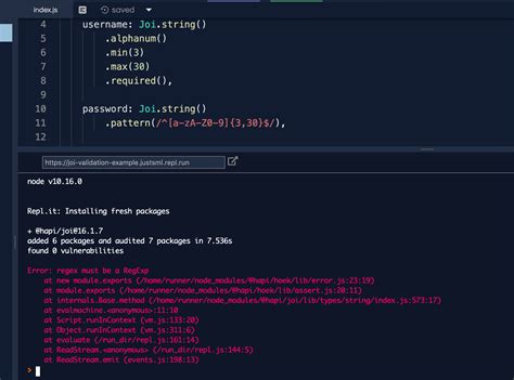 Example Regex Throws An Error · Issue 2193 · Hapijsjoi · Github