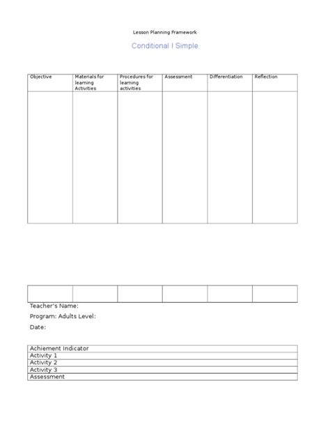 Lesson Planning Framework Pdf