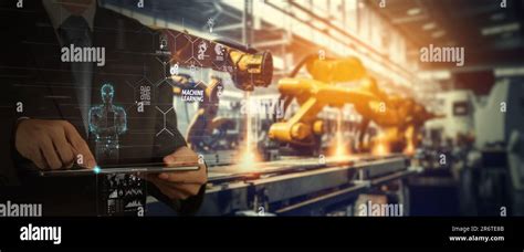 Manager Technical Industrial Engineer Working And Control Robotics With Monitoring System