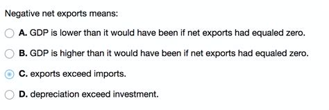 Solved Negative Net Exports Means A GDP Is Lower Than It Chegg