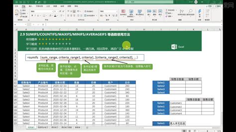 Sumifs等函数使用方法 Excel Office365入门实战课堂 办公职场教程excel（office365） 虎课网