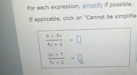 solved for each expression simplify if possible if
