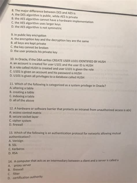 Solved 8 The Major Difference Between DES And AES Is A The Chegg Com