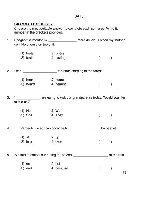 Form 1 English Exercise With Answer Pdf Form 1 General English