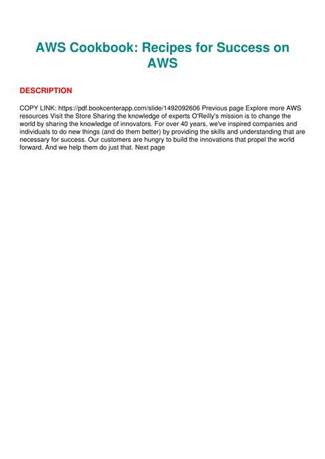 Ppt Pdf Aws Cookbook Recipes For Success On Aws Powerpoint Presentation Id12054370