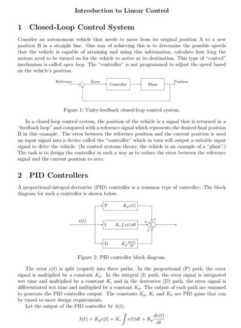 Solved Introduction To Linear Control 1 Closed Loop Control Chegg Com