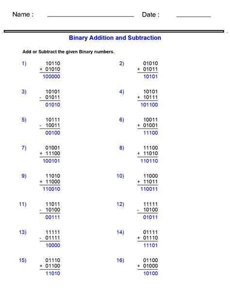 Binary Numbers Worksheet With Answers Learn Binary Numbers