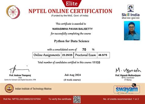 narasimha pavan balisetty on linkedin datascience python nptel