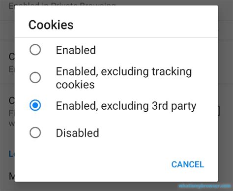 enable cookies in firefox on android