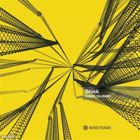 연결 구조입니다 와이어 프레임 벡터 일러스트입니다 추상적인 배경입니다 산업에 대한 스톡 벡터 아트 및 기타 이미지 산업 0명 3차원 형태 Istock