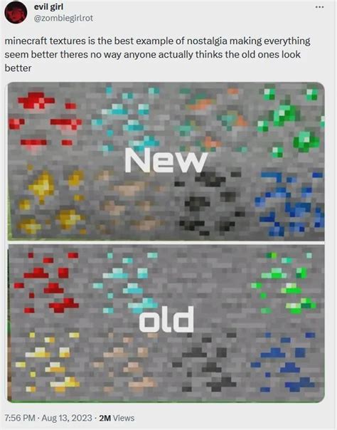 Old Minecraft Ore Textures Vs New Ones Evil Girl Minecraft Old Things