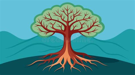 A Beautiful Illustration Of A Tree With Its Roots Representing The