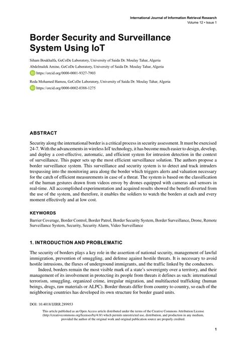 Pdf Border Security And Surveillance System Using Iot