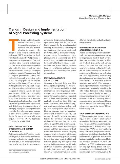 pdf trends in design and implementation of signal processing systems