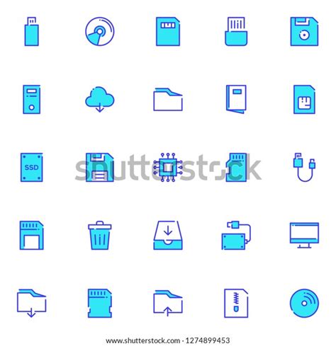 data storage icons pack isolated data stock vector royalty free
