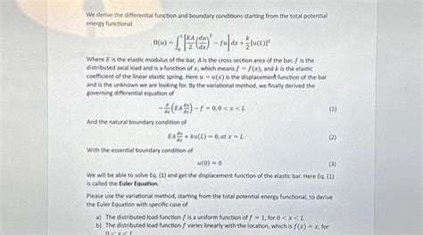 Solved We Derive The Differential Function And Boundary