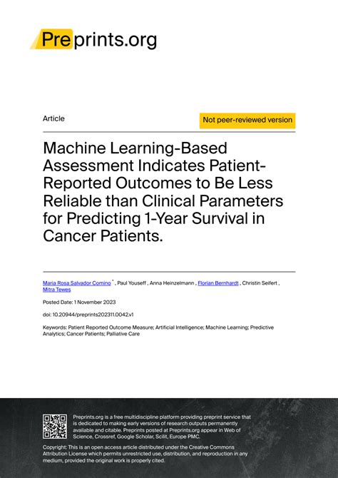 Pdf Machine Learning Based Assessment Indicates Patient Reported