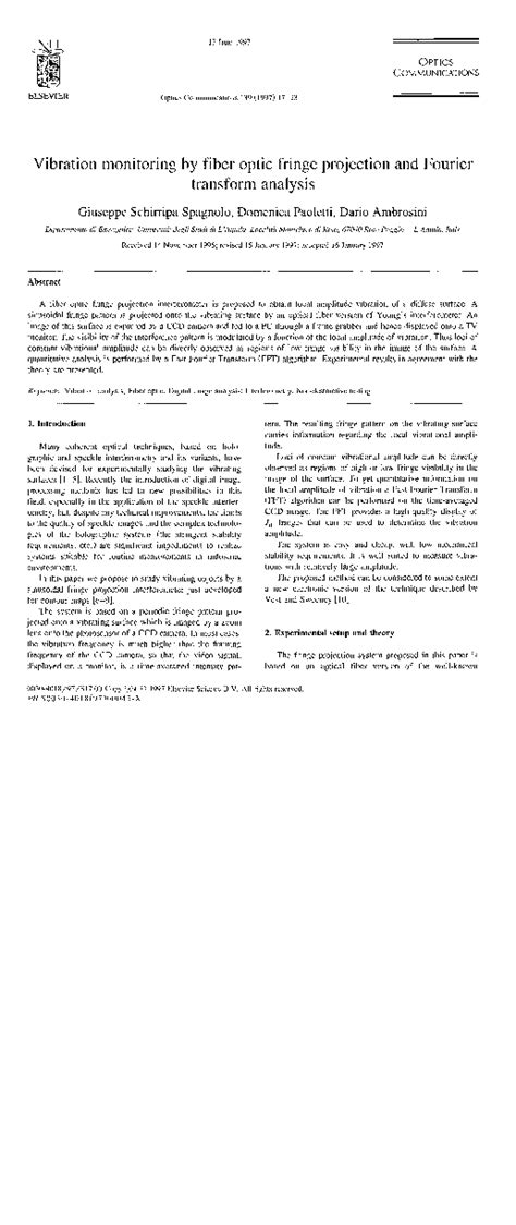 Pdf Vibration Monitoring By Fiber Optic Fringe Projection And Fourier
