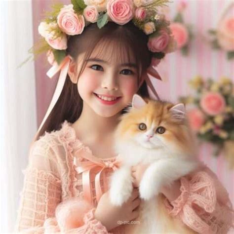 Dp Pic Cute Girl With Cute Cat Dp Best For