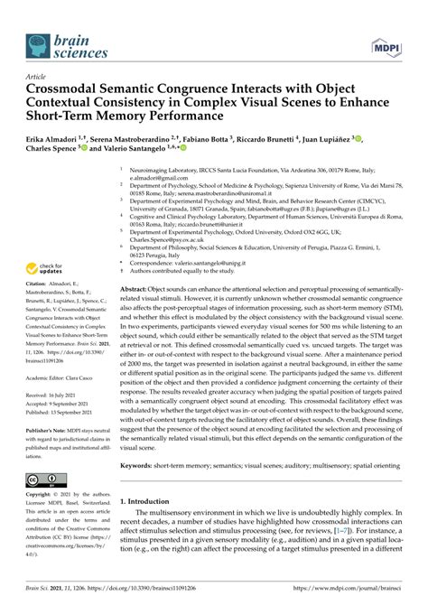 Pdf Crossmodal Semantic Congruence Interacts With Object Contextual Consistency In Complex