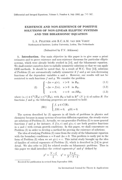Pdf Existence And Non Existence Of Positive Solutions Of Nonlinear