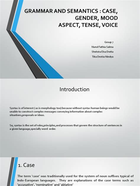 Grammar And Semantics Ppt1 Pdf Grammatical Gender Grammatical Tense