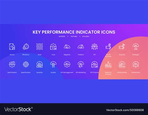 key performance indicator icon collection with vector image