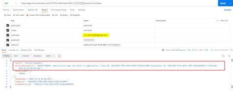 azure user account does not exist in organization when using