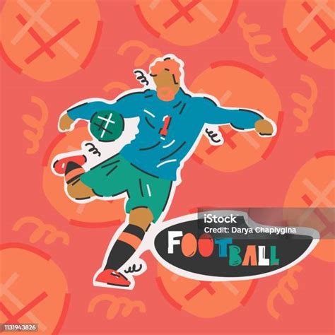 축구 선수의 손으로 그린 벡터 일러스트 운동 선수의 실루엣이 컬러 프린트 Championship에 대한 스톡 벡터 아트 및 기타 이미지 Championship 경기