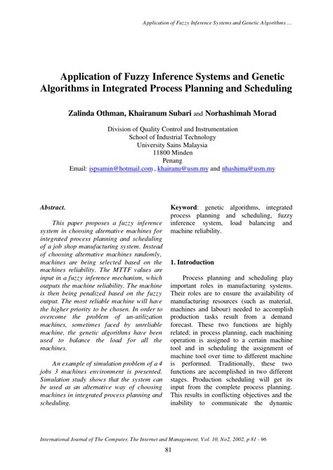 Pdf Application Of Fuzzy Inference Systems And Genetic Algorithm In