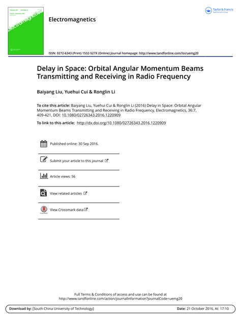 Pdf Delay In Space Orbital Angular Momentum Beams Transmitting And