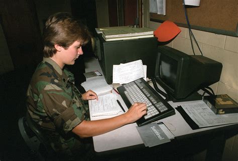 Spec 4 Sharon Reilly Works At A Tactical Army Combat Support Computer System Taccs Terminal