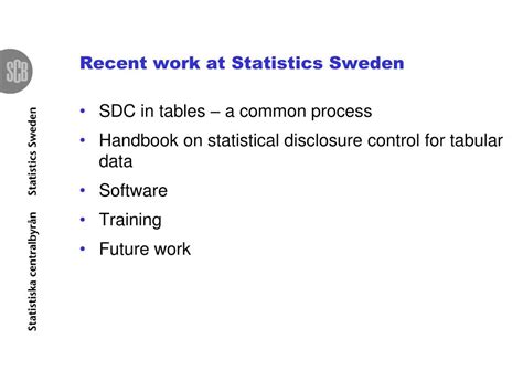 Ppt The Process Of Practicing Statistical Disclosure Control In Tabular Data At Statistics