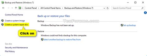 Create System Repair Disc In Windows 10 Tutorials