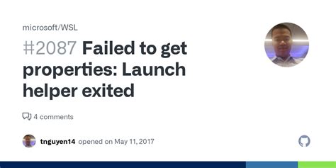 Failed To Get Properties Launch Helper Exited · Issue 2087
