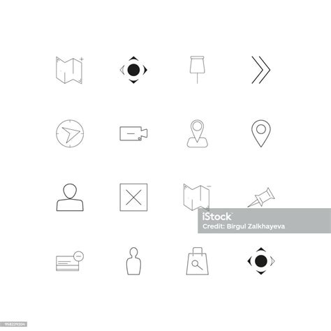 Maps And Navigation Linear Thin Icons Set Outlined Simple Vector Icons Stock Illustration