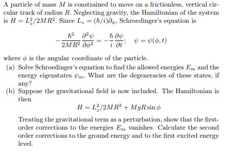 Solved A Particle Of Mass M Is Constrained To Move On A Chegg Com