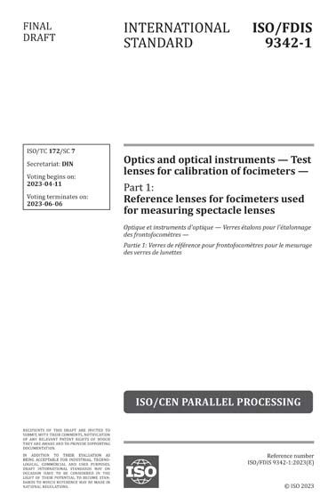 ISO FDIS 9342 1 2023 Optics And Optical Instruments Test Lenses For Calibration Of